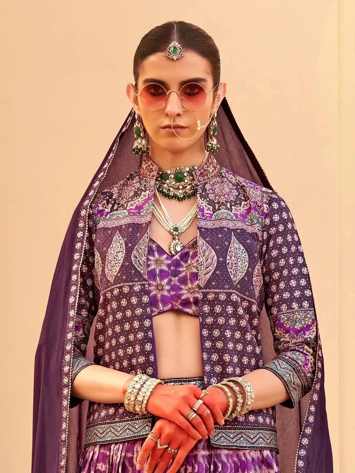 Purple Silk Sequence Work Lehenga with Dupatta & Koti - VJV Now - India