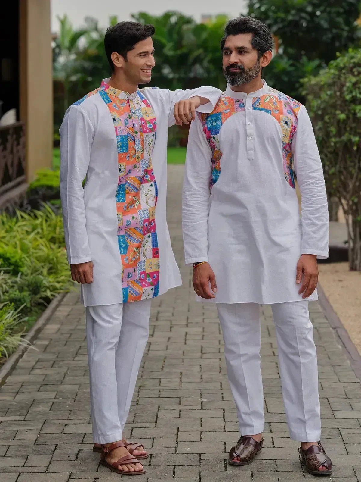 White Color Cotton fabric Digital Printed Embroidery work kurta Set for ...